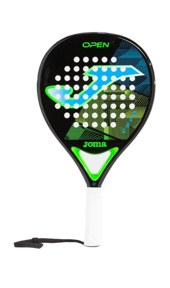 Joma Open, Padel Racquet, Black Fluorescent Turquoise - The Racquet Shop
